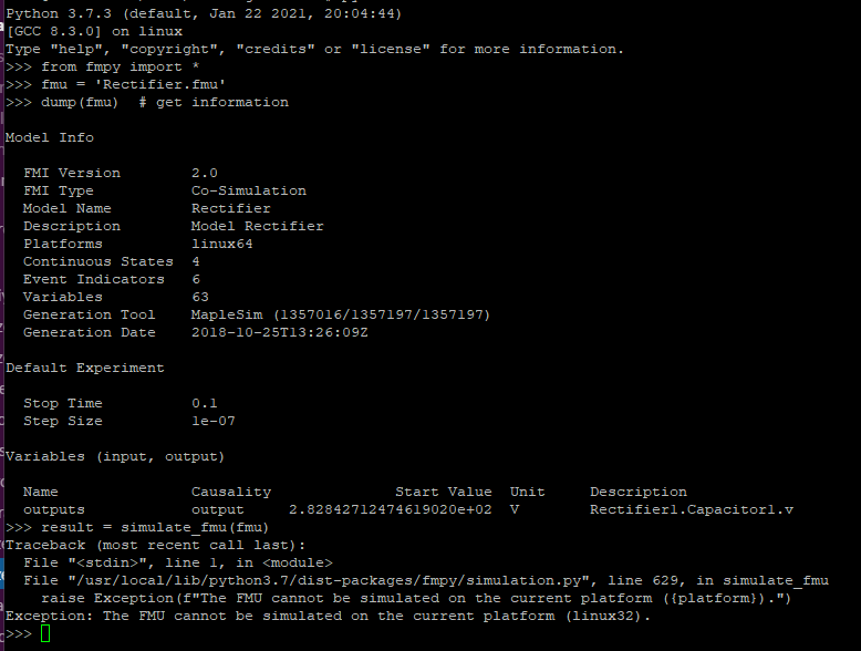 Simulation failed. The FMU cannot be simulated on the current platform (linux32). · Issue #322 ...