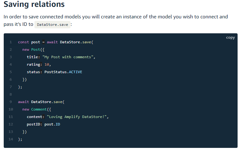 DataStore: saving relation doesn't work · Issue #5955 · aws-amplify/amplify-js · GitHub
