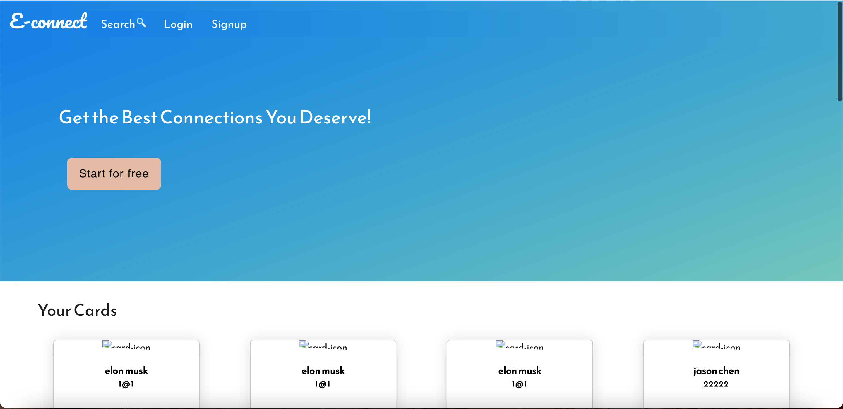 GitHub - JasonKTChen/E-connect: A web application allowing users to build professional connections.
