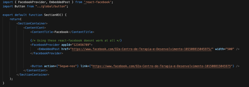 Trying to use EmbebedPost but its not working, Why? · Issue #187 · seeden/react-facebook · GitHub
