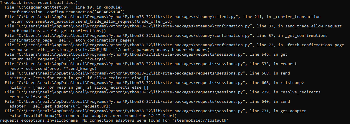 Issue with confirming trades · Issue #179 · bukson/steampy · GitHub