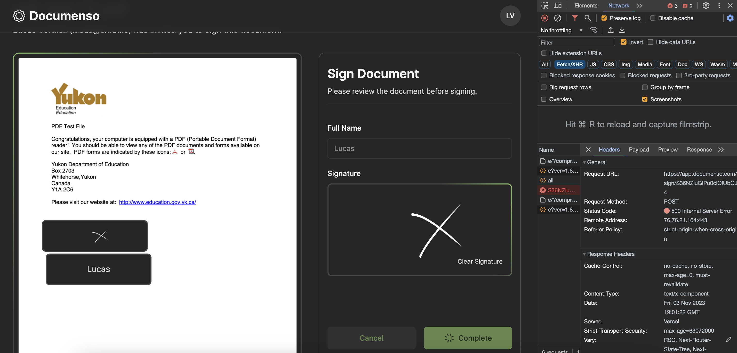 [BUG] Error 500 when finish signing a document · Issue #626 · documenso/documenso · GitHub