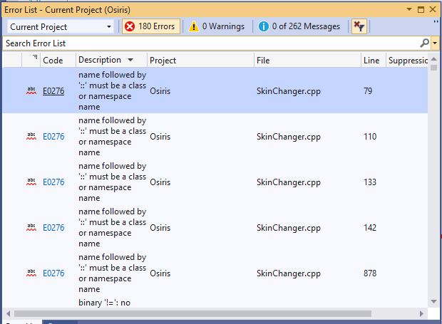 180 Errors (cant build) · Issue #2852 · danielkrupinski/Osiris · GitHub