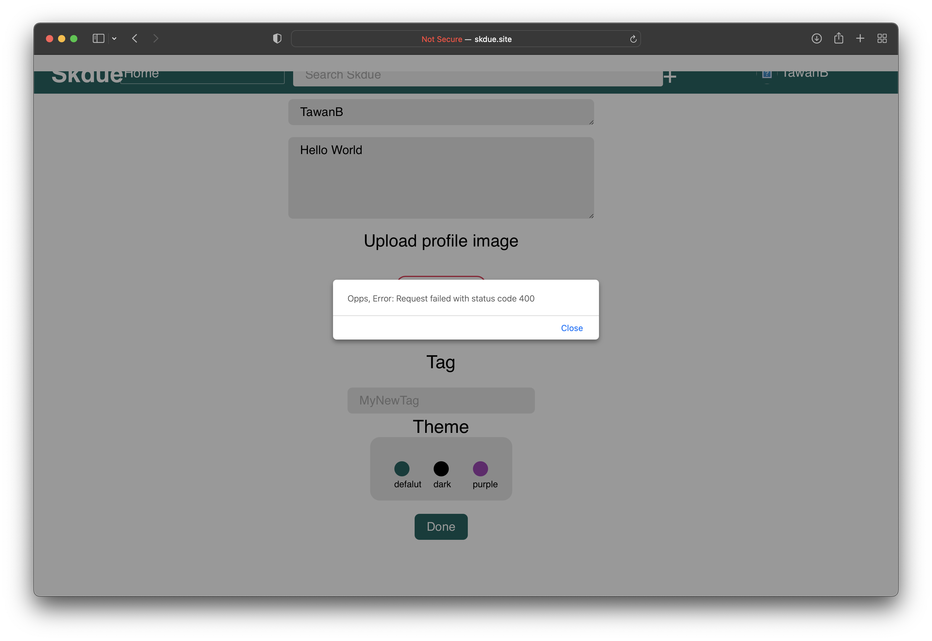 Got Request Failed 400 after editing profile. · Issue #122 · patkamon/skdue · GitHub