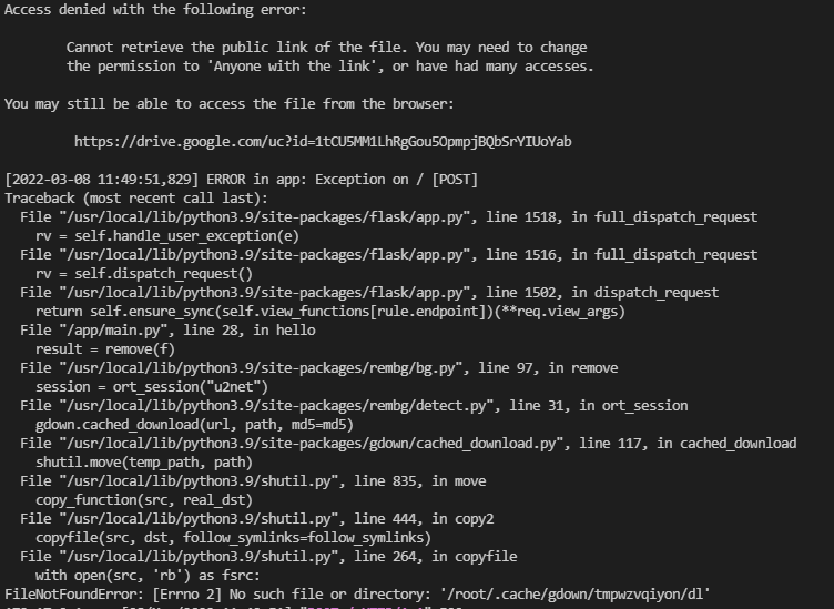 remove() crashes while downloading unet model from google drive · Issue #201 · danielgatis/rembg ...