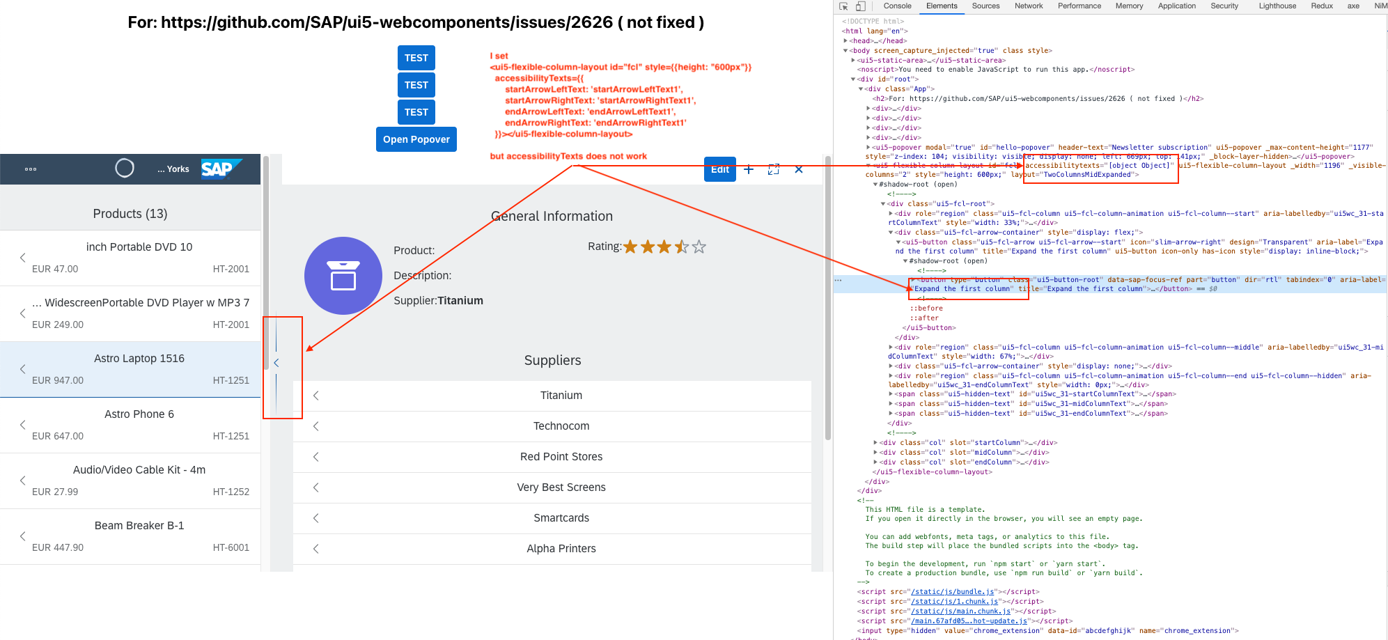 [Bug][FlexibleColumnLayout][RC.11] accessibilityTexts does not work in FlexibleColumnLayout ...