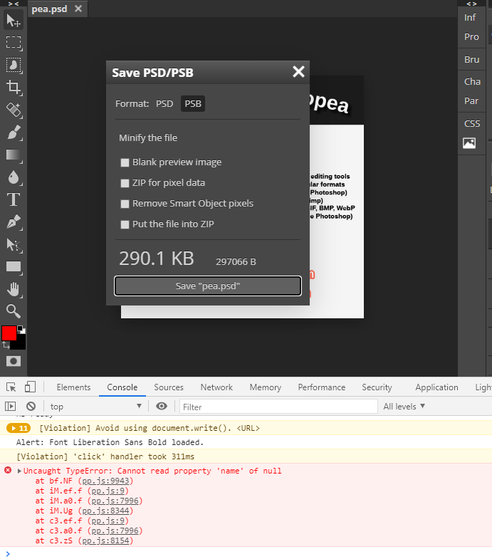 Error in Save PSD/PSB · Issue #2768 · photopea/photopea · GitHub
