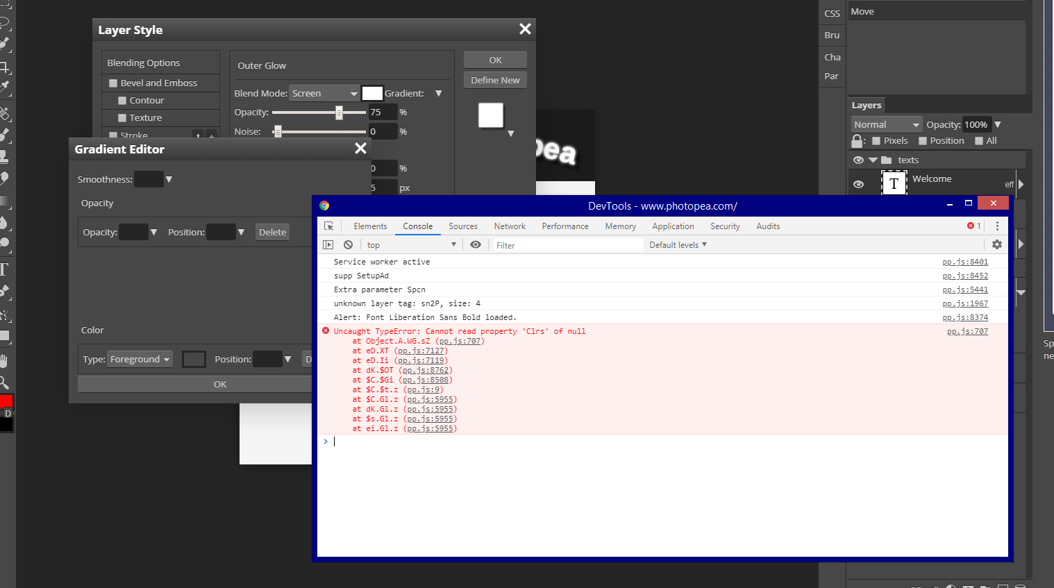 Outer Glow Gradient error · Issue #1405 · photopea/photopea · GitHub