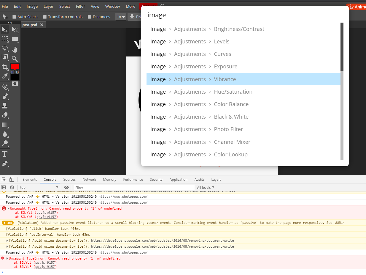 Error using Search feature · Issue #1889 · photopea/photopea · GitHub