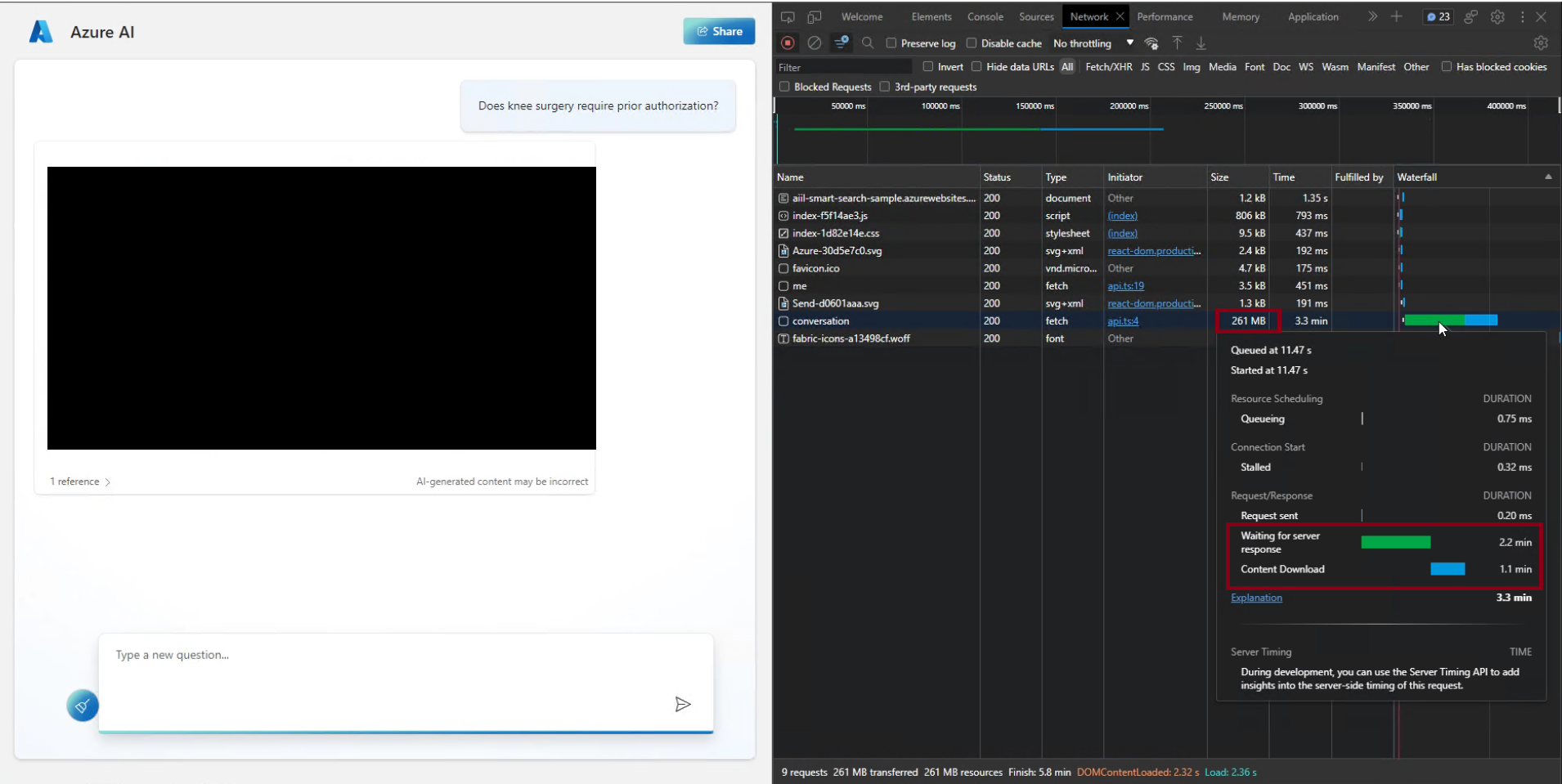 Long wait for server response times and very large payloads returned in api.ts fetch calls ...