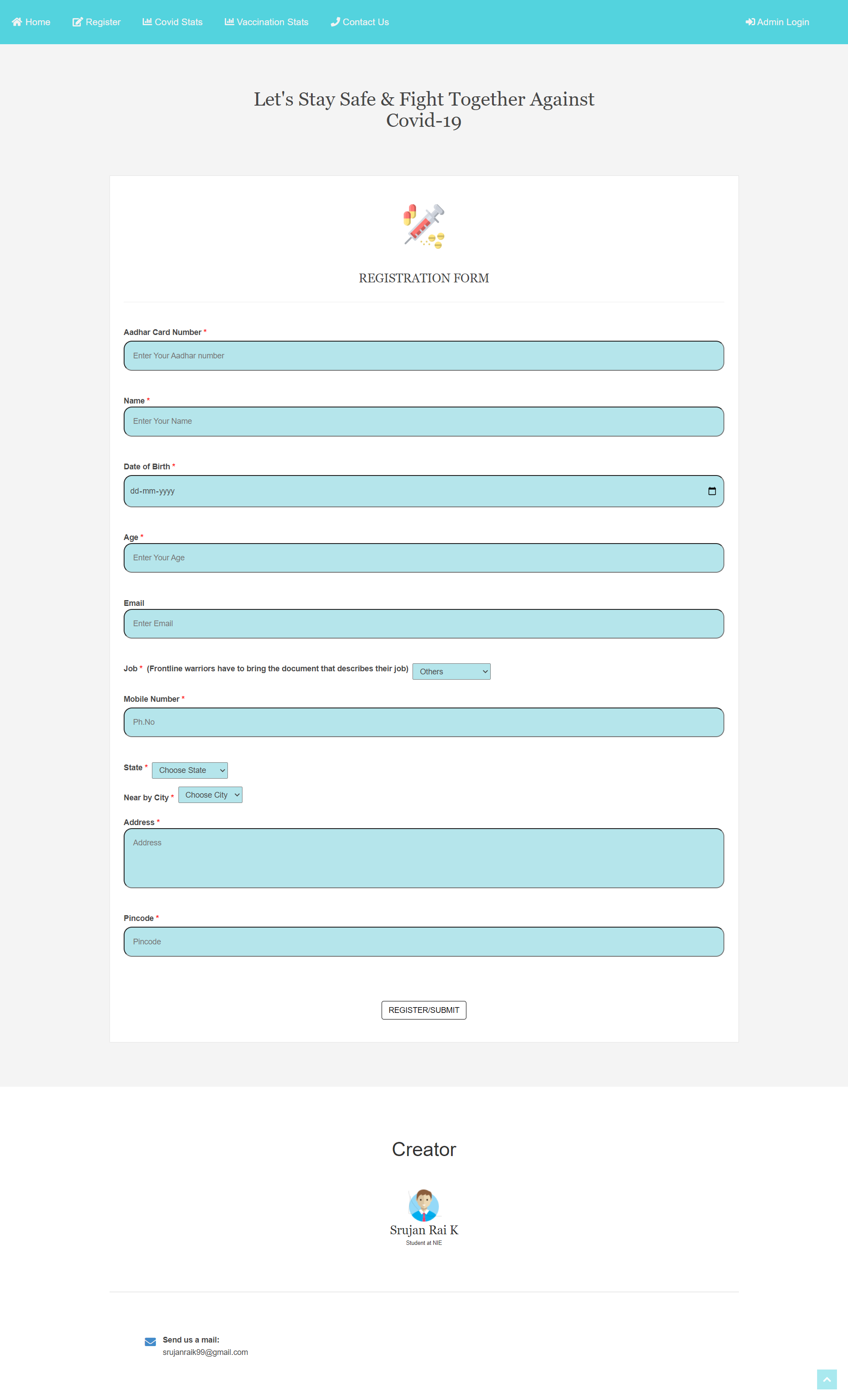 GitHub - srujan-rai-k/Covid-19-Vaccination-System-Tracking