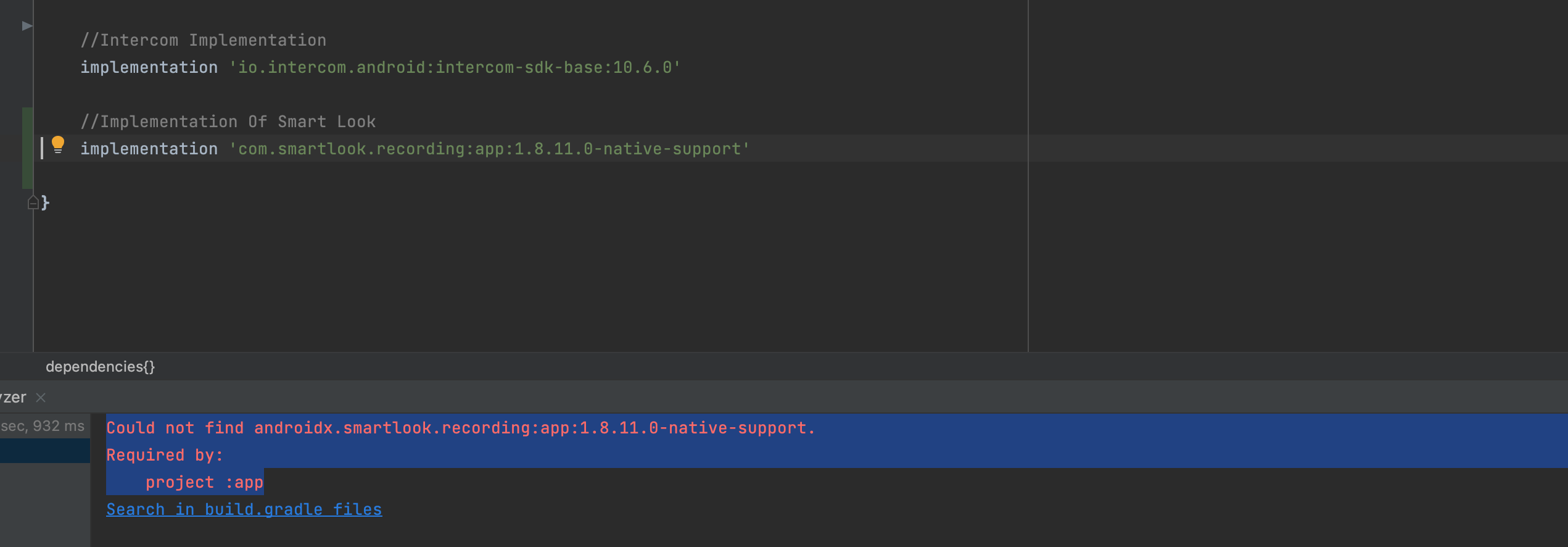 Could not find com.smartlook.recording:app:1.8.11.0-native-support. Required by: project :app ...