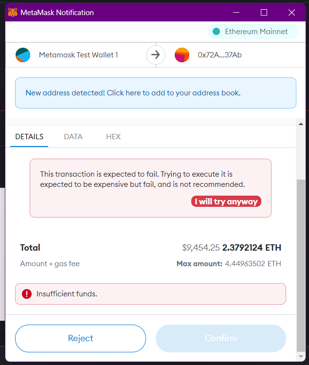 Extremely High Gas Estimations if Wallet Balance is less than the ...