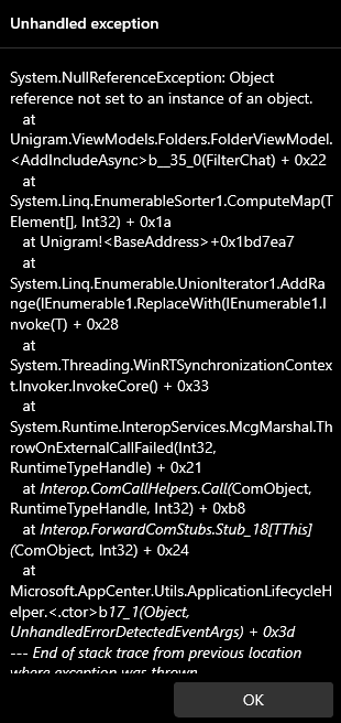Adding chat to a folder via right click throws an exception error · Issue #1753 · UnigramDev ...