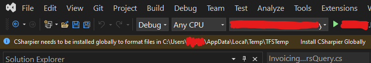 CSharpier needs to be installed globally to format files... Visual Studio edition · Issue #827 ...