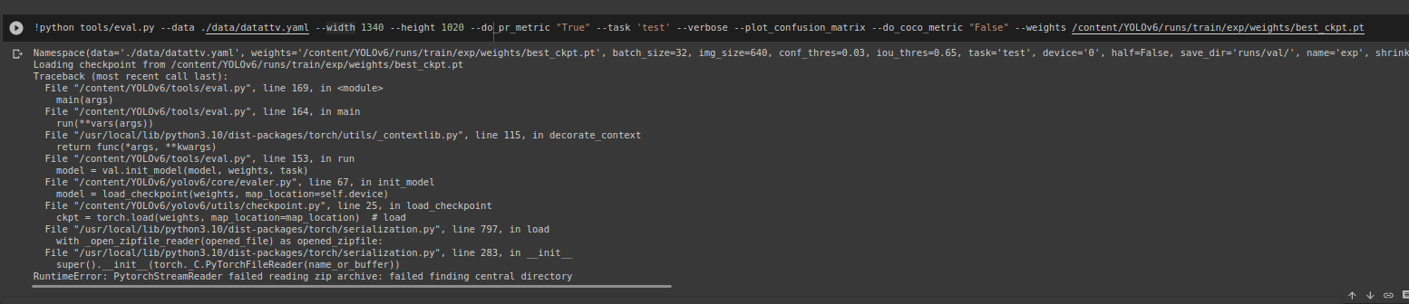 Error On Running Eval Command · Issue 829 · Meituanyolov6 · Github 