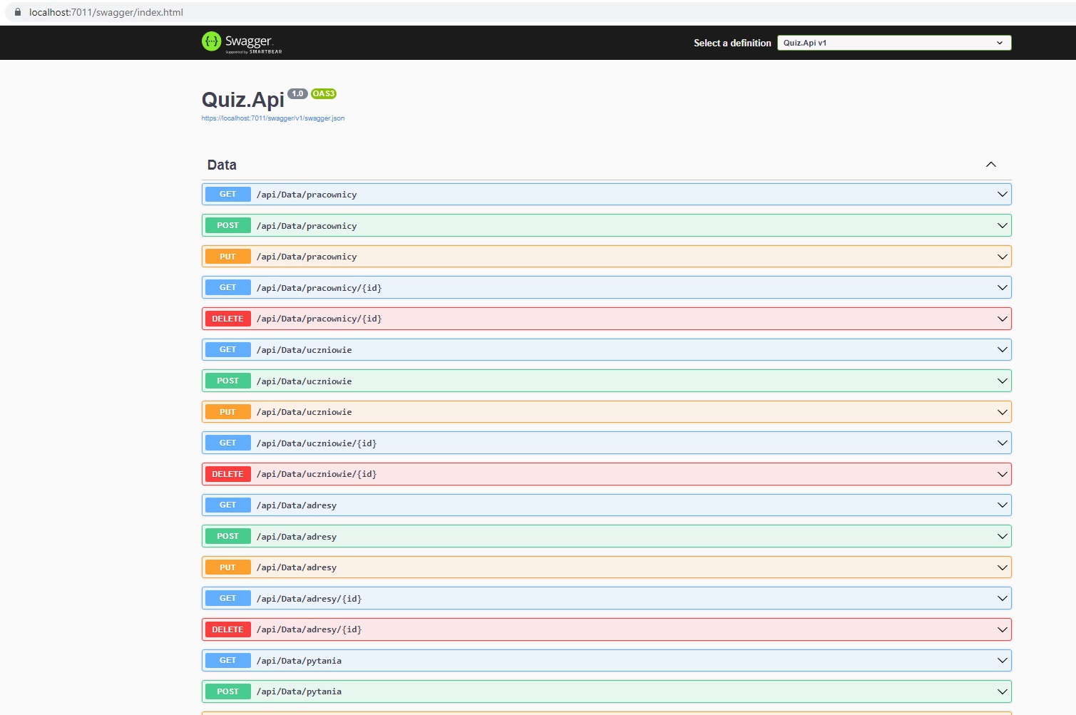 GitHub - PhilThson/QuizAPI: REST API do komunikacji z bazą danych MSSQL