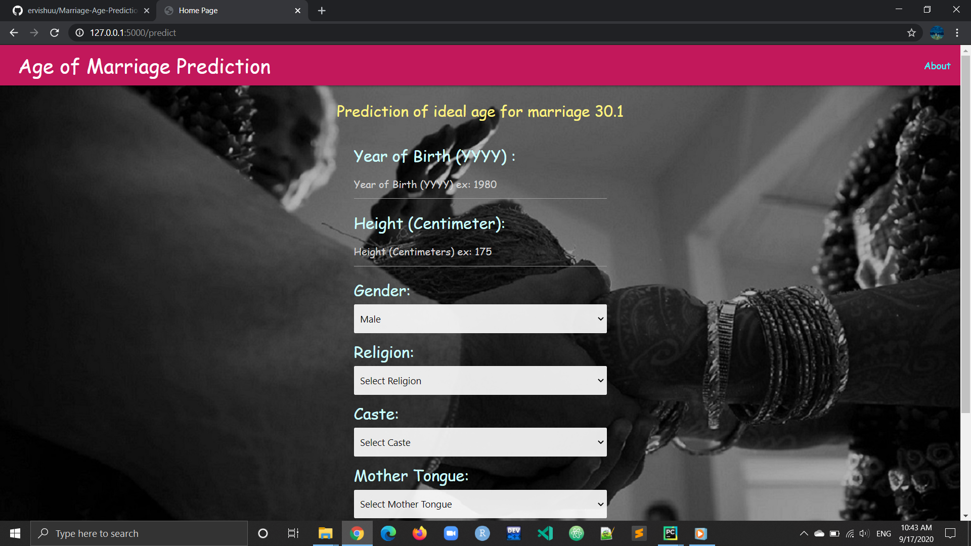 GitHub - ervishuu/Marriage-Age-Prediction-Web-Application