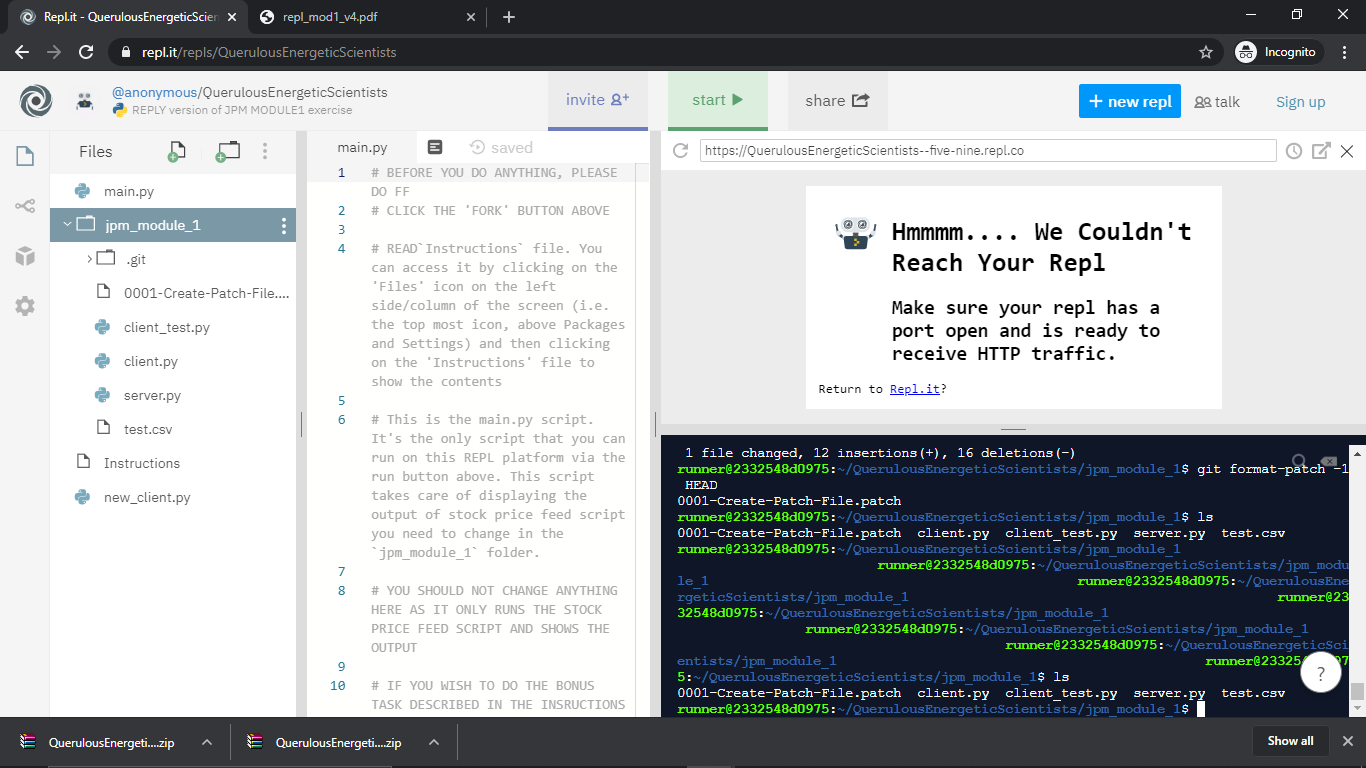 Patch File Not Showing In The Downloaded Zip File · Issue 62 · Insidesherpajpmc Tech Task 1