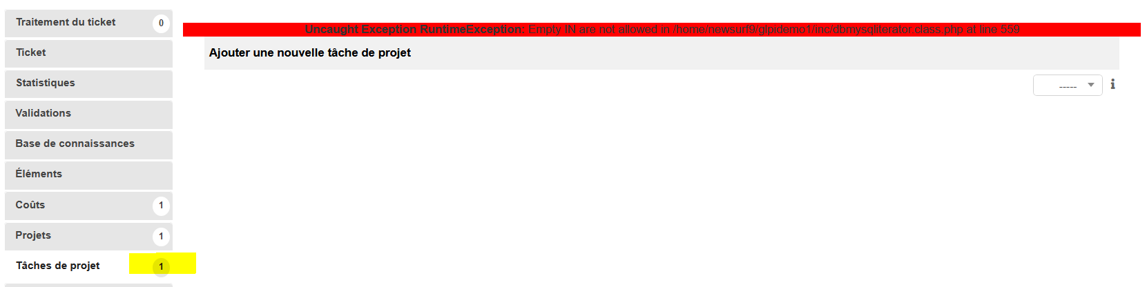 Glpi 951 Ticket Project Task Tab View Will Not Display Linked Task Nor Load Project Tasks In