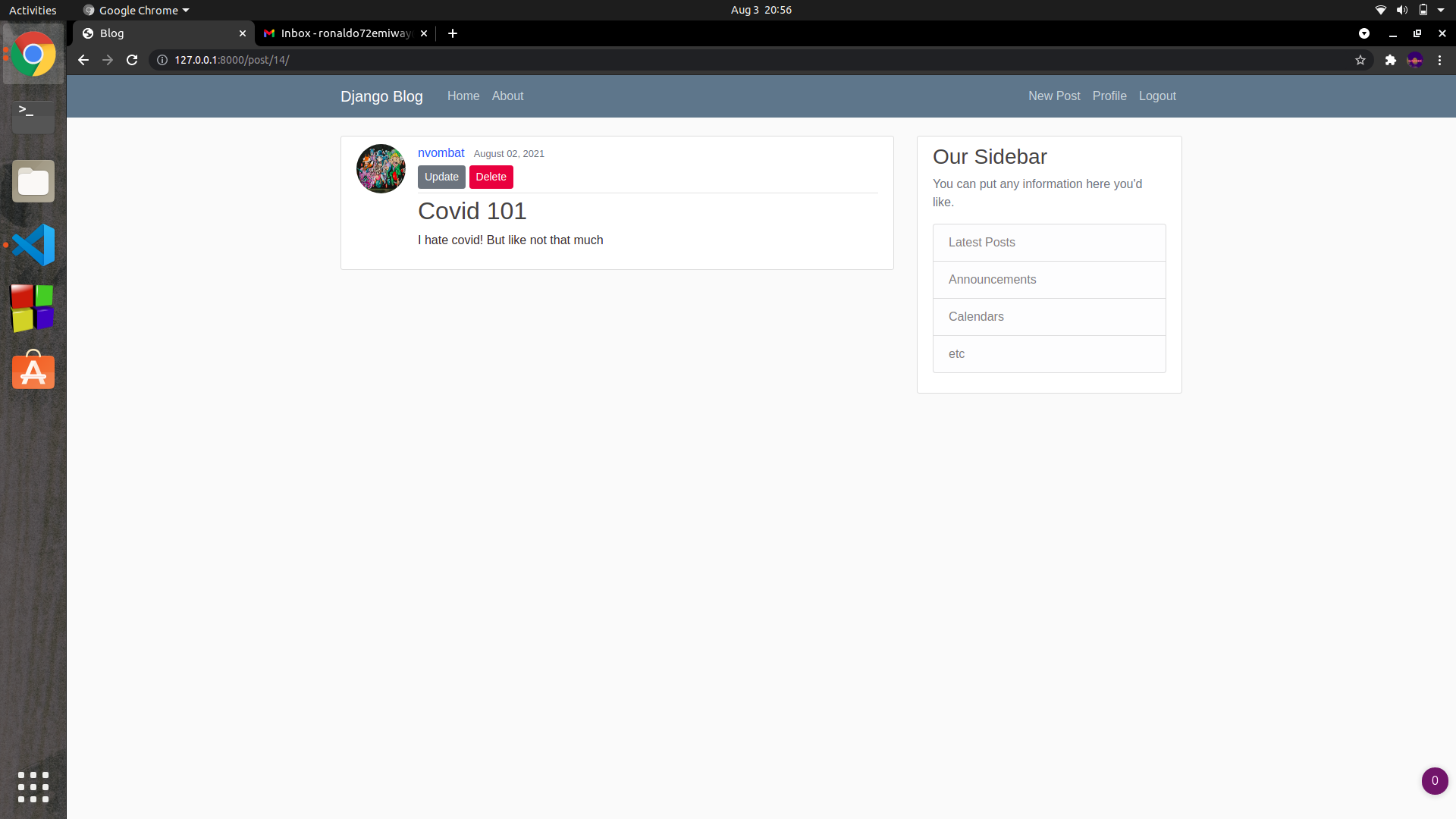 GitHub - NVombat/BlogSite: Website using the Django Web Framework for blog posts. Users can log ...