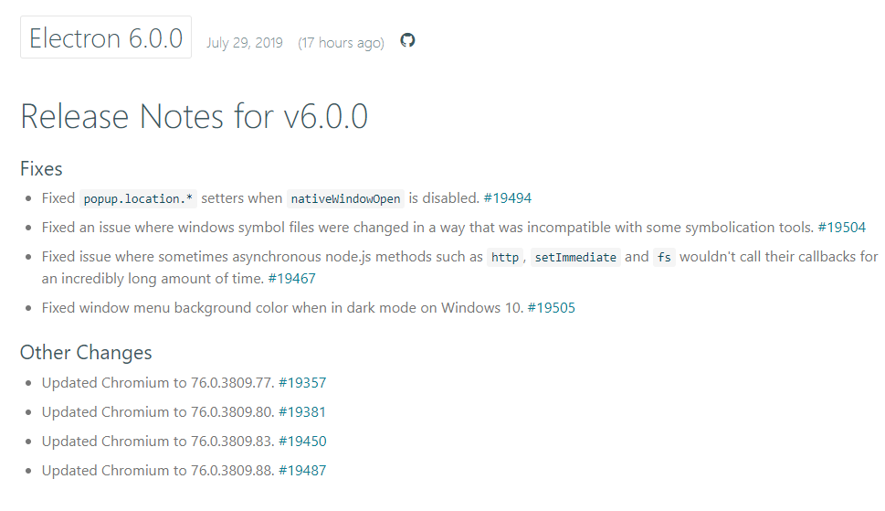 Electron 6 Release Notes seem to be missing a lot · Issue #2832 ...