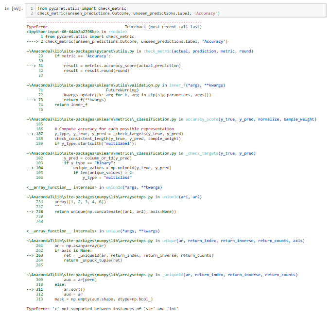 Error While Using Check Metric Function · Issue 718 · Pycaret Pycaret · Github