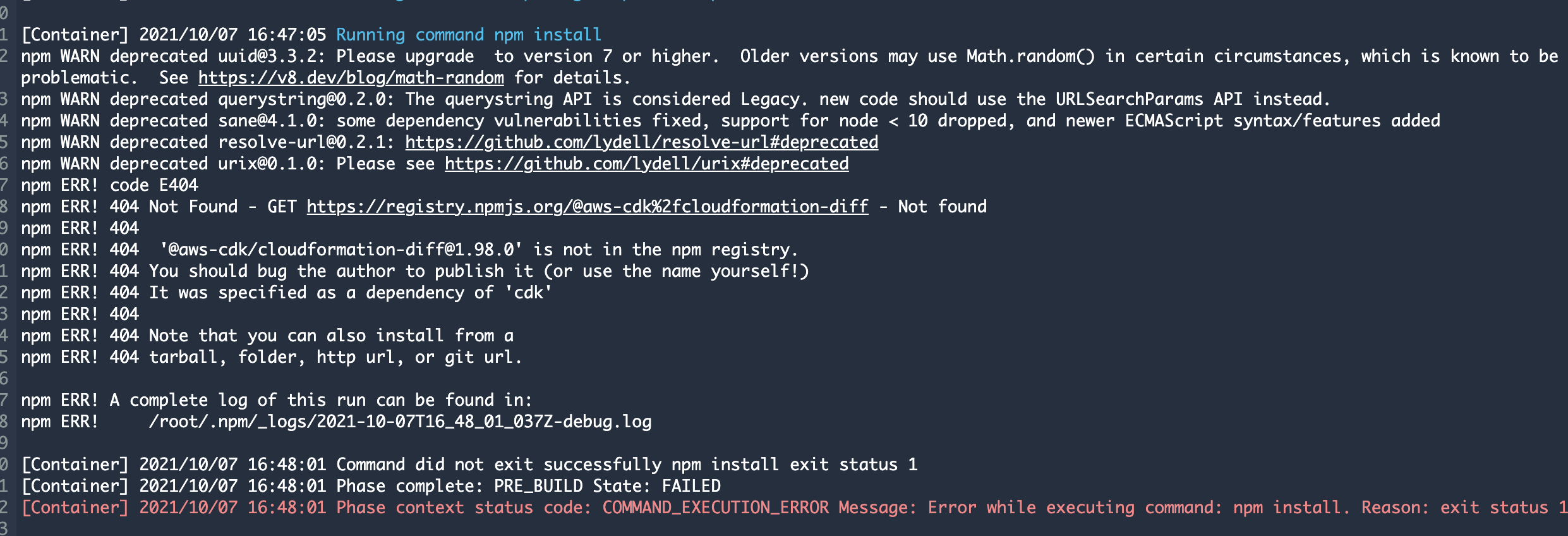 @aws-cdk/cloudformation-diff: not in the npm registry. · Issue #16855 · aws/aws-cdk · GitHub