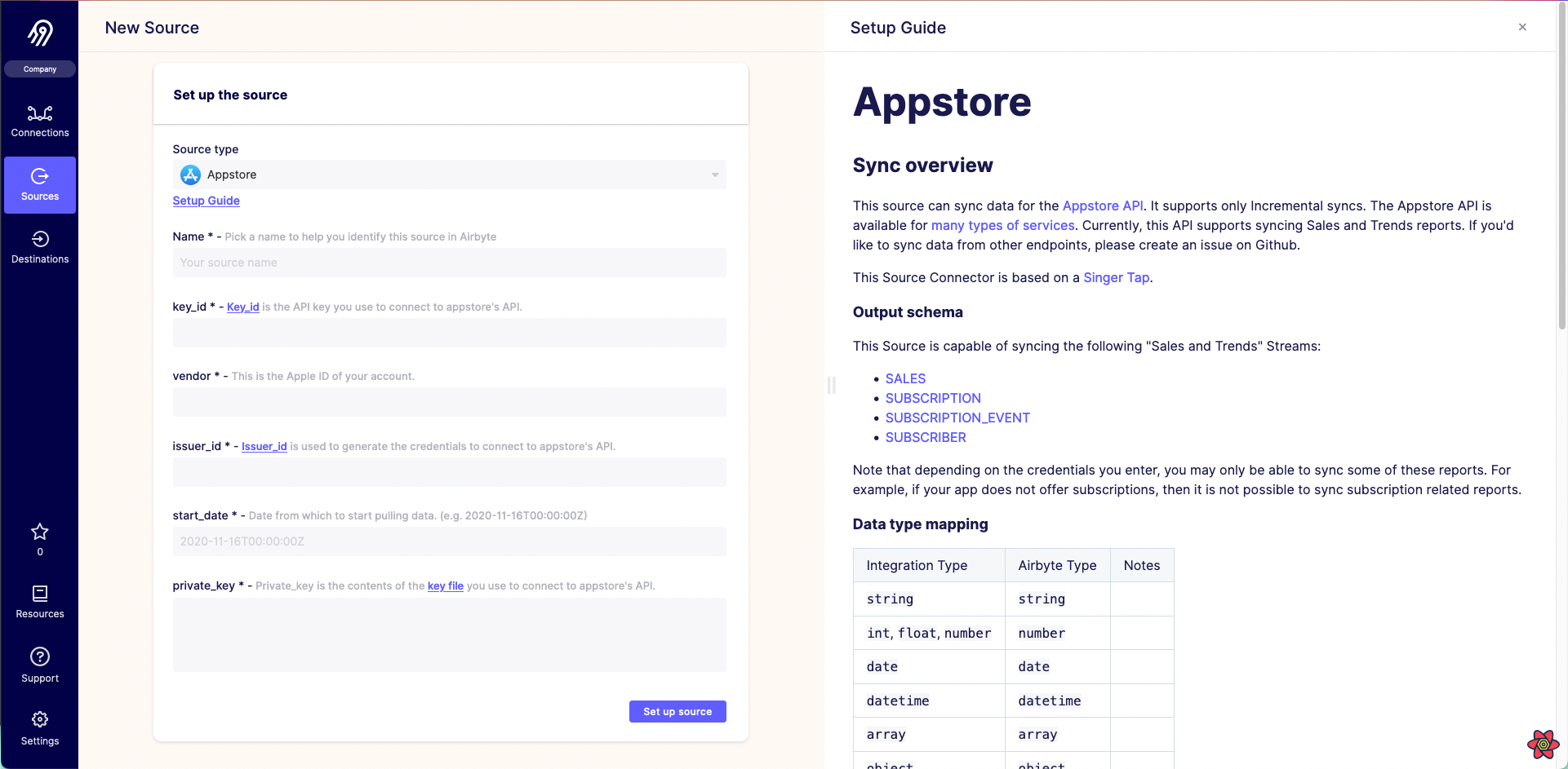 Setup guide side panel open by default · Issue #12731 · airbytehq/airbyte · GitHub