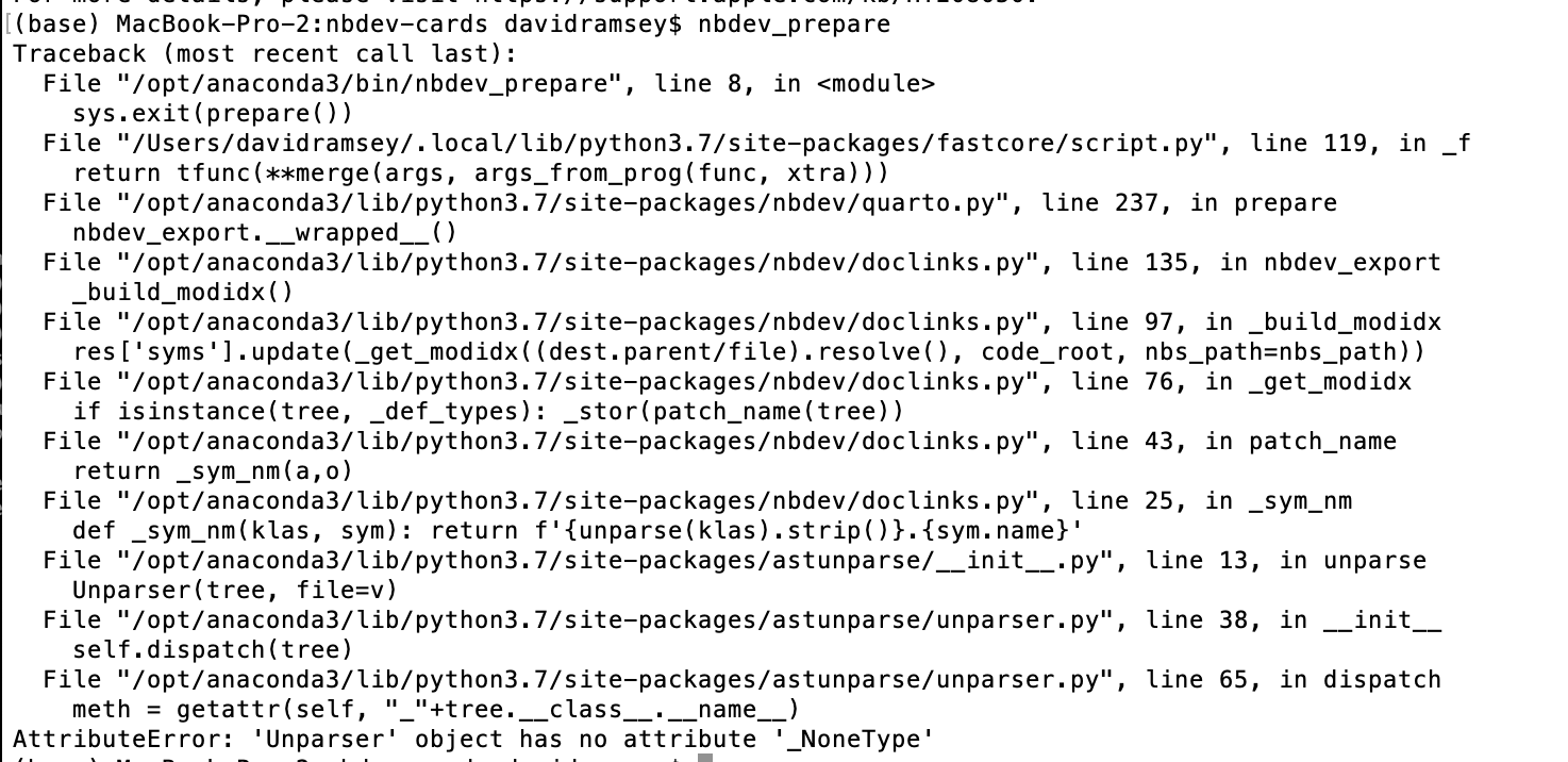 nbdev_prepare AttributeError: 'Unparser' object has not attribute '_Nontype' · Issue #1147 ...