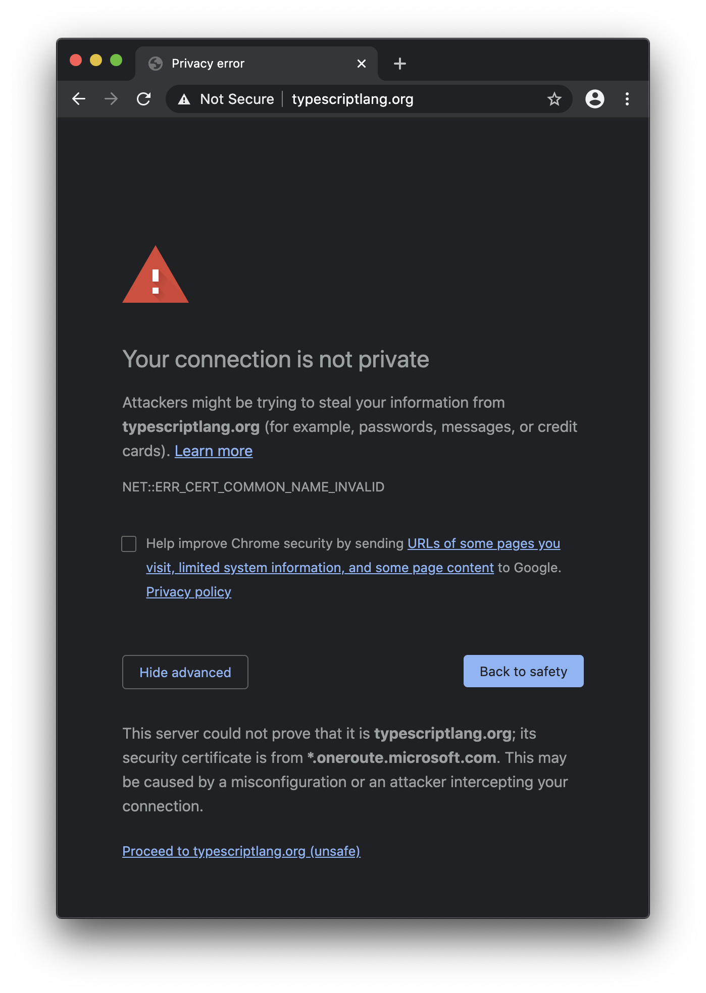 Docs Certificate Of Isn T Valid · Issue 677 · Microsoft Typescript