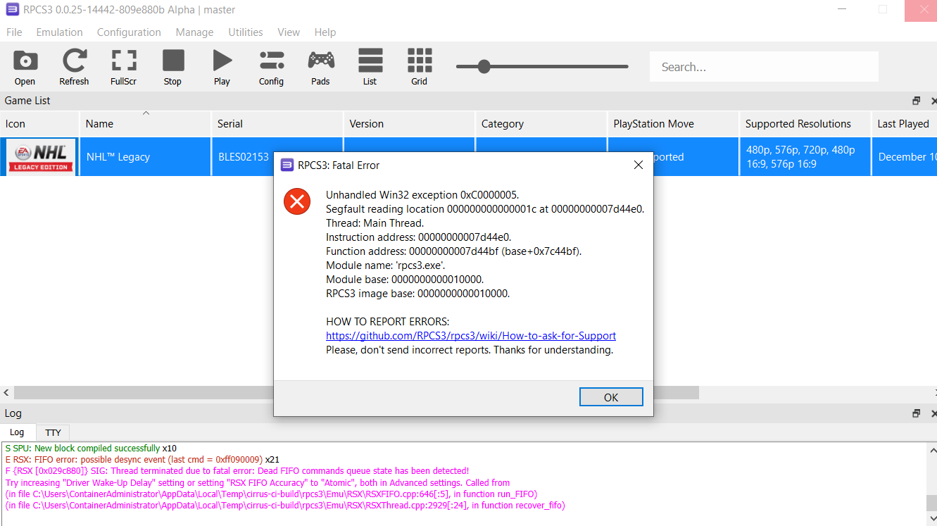 NHL Legacy crash at goalie interference if RSX FIFO accuracy is default · Issue #13039 · RPCS3 ...