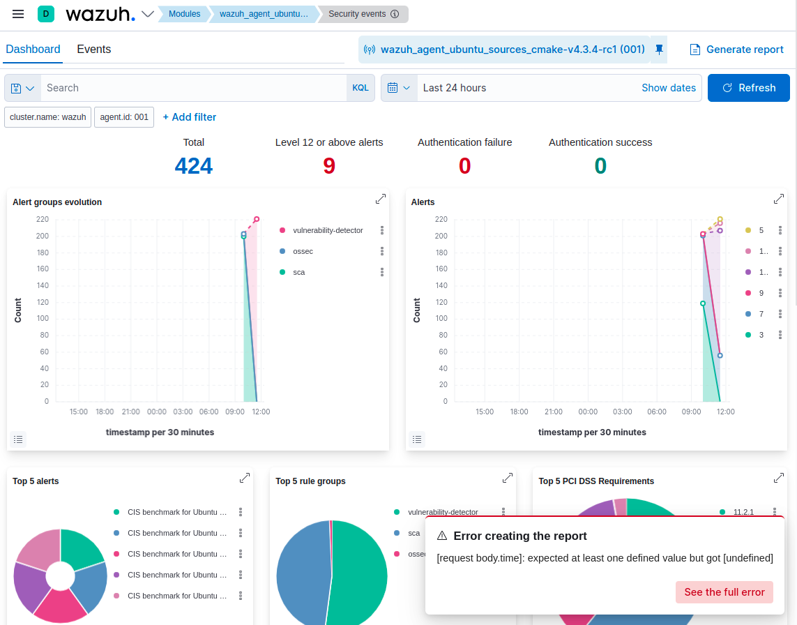 Error generating report after unpinning an Agent that has never ...
