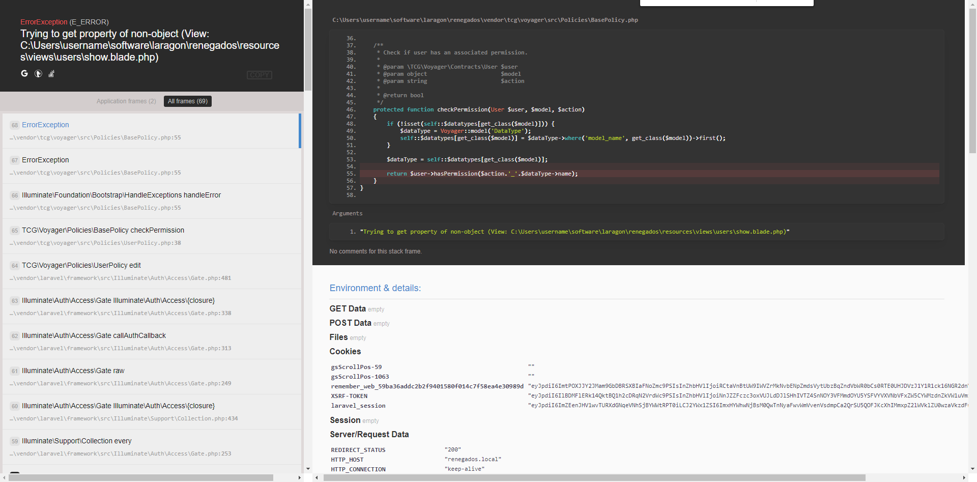 Error: "Trying to get property of non-object" when using @can('edit', $user) · Issue #3412 ...