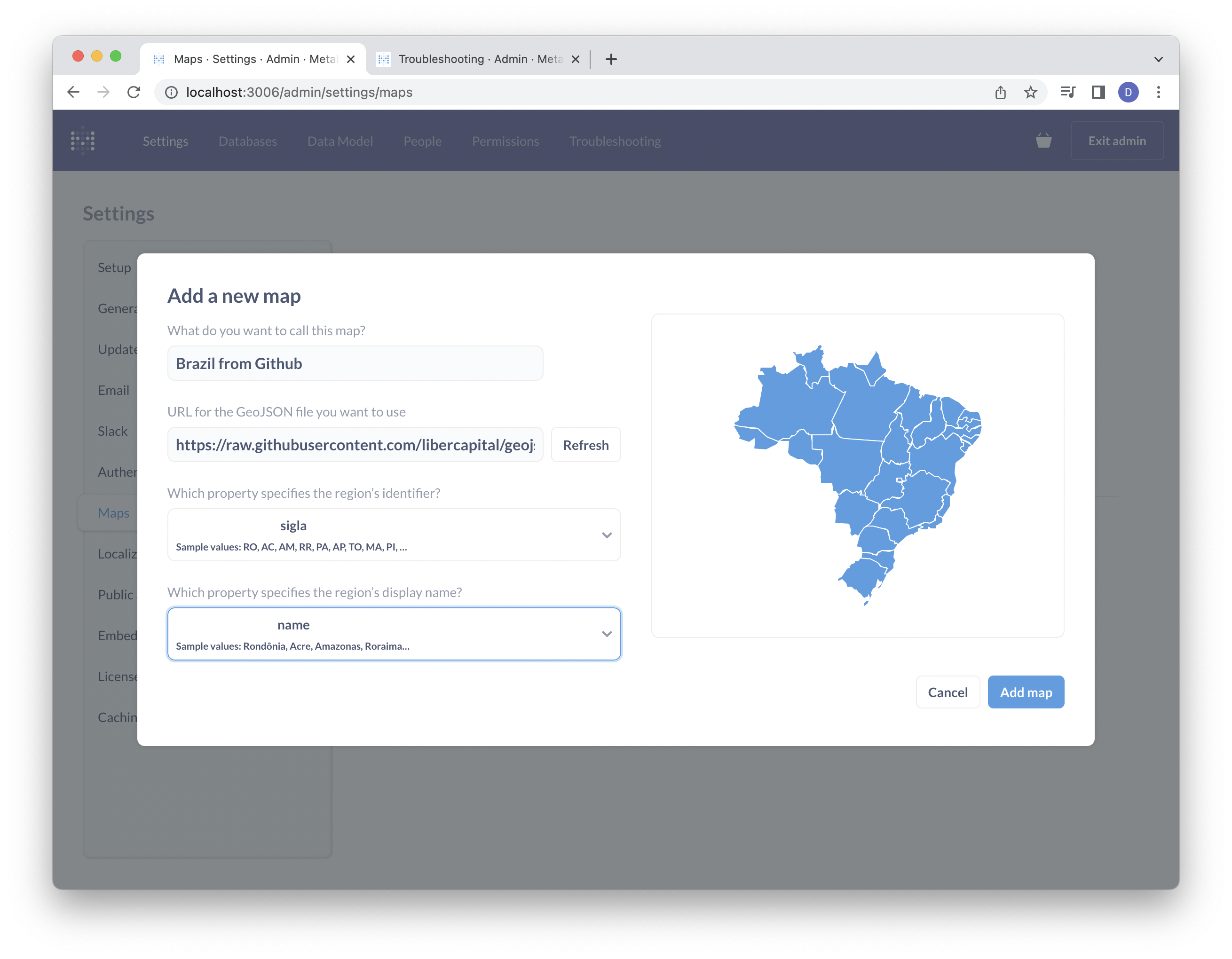 Cannot Add New Geojson Files · Issue 23450 · Metabasemetabase · Github