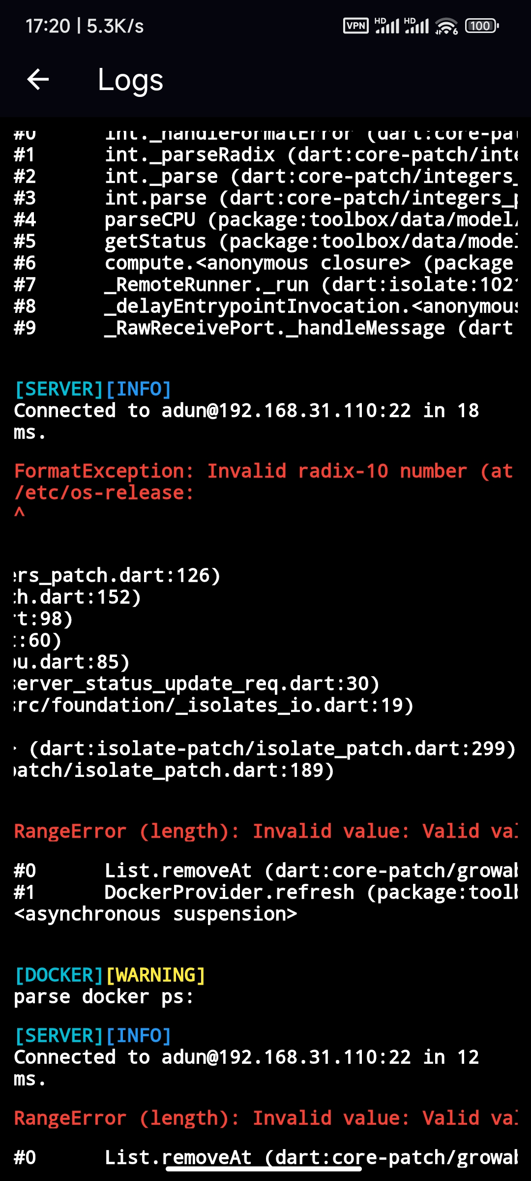 所有设备无法访问docker标签 · Issue #92 · lollipopkit/flutter_server_box · GitHub