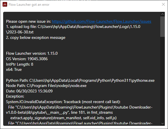 BUG: Youtube Downloader Plugin not downloading video.audio · Issue #2210 · Flow-Launcher/Flow ...