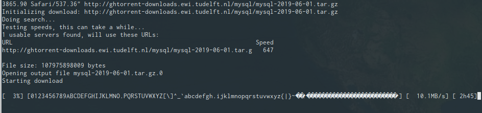 Progress bar breaks and runs through all of ASCII starting from '0 ...