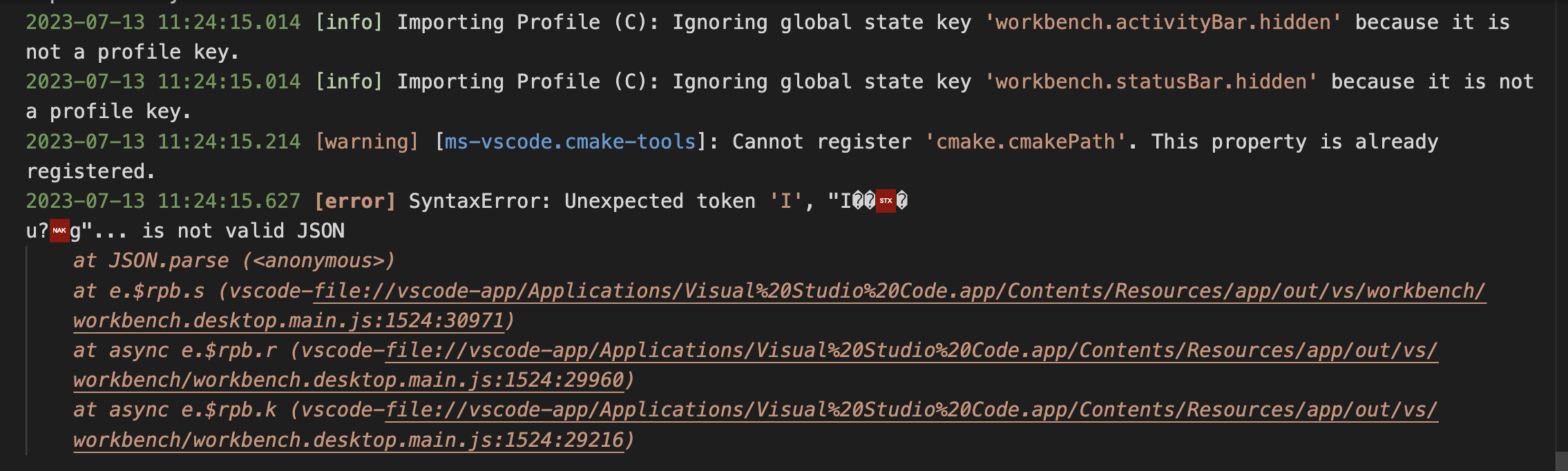 Error when creating profile from current profile with partial extensions. · Issue #187789 ...