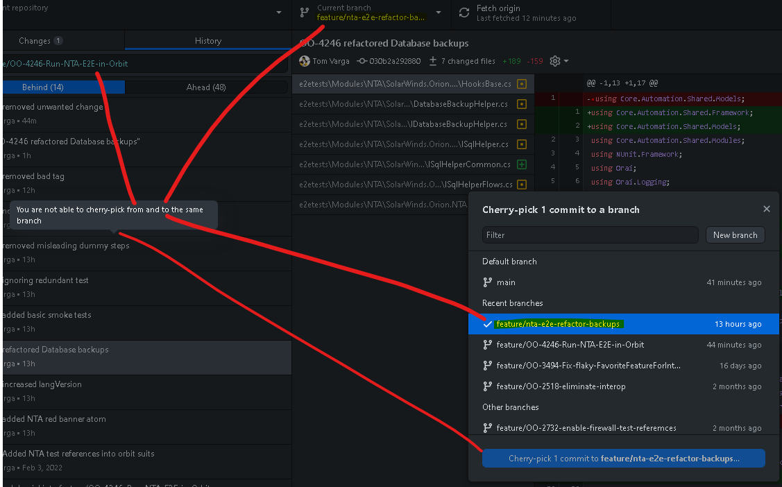 Cherry picking into current branch doesn't work · Issue #13865 ...