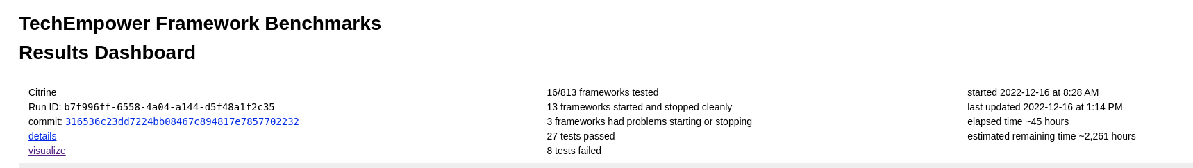 Tfb-status benchmark stuck!! · Issue #7787 · TechEmpower/FrameworkBenchmarks · GitHub