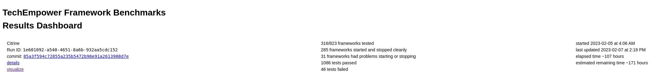 Tfb-status benchmark stuck!! · Issue #7787 · TechEmpower/FrameworkBenchmarks · GitHub