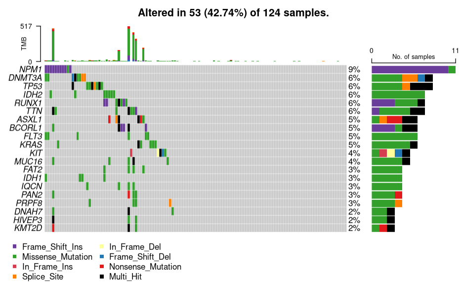 Discrepancy of mutational landscape reported initially by TCGA-LAML and the TCGAbiolinks ...