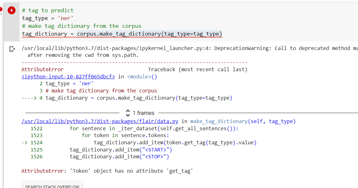 corpus.make_tag_dictionary(tag_type=tag_type) NOT working when trying ...