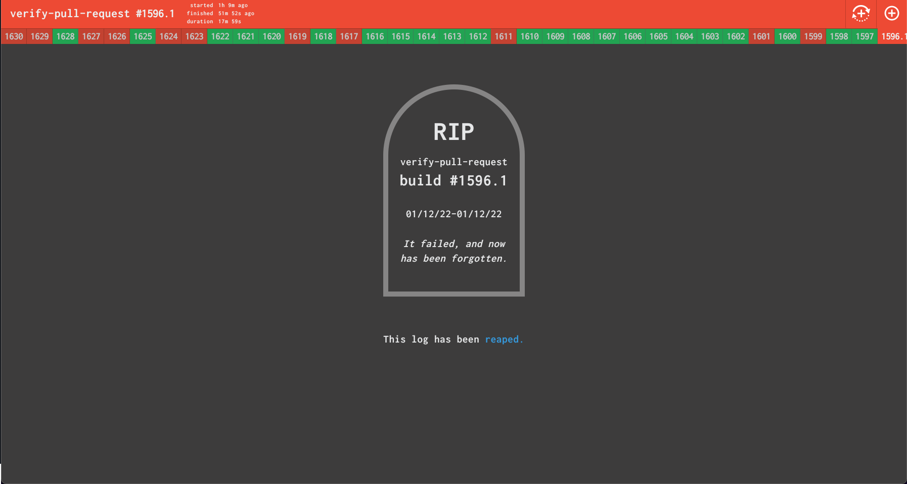 Build logs get immediately reaped while re-running an already reaped build with the same inputs ...