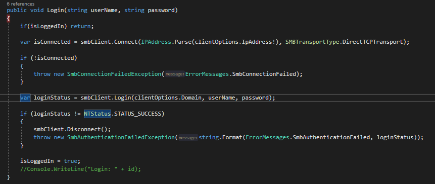 NTStatus - 5963778 while logining · Issue #155 · TalAloni/SMBLibrary · GitHub