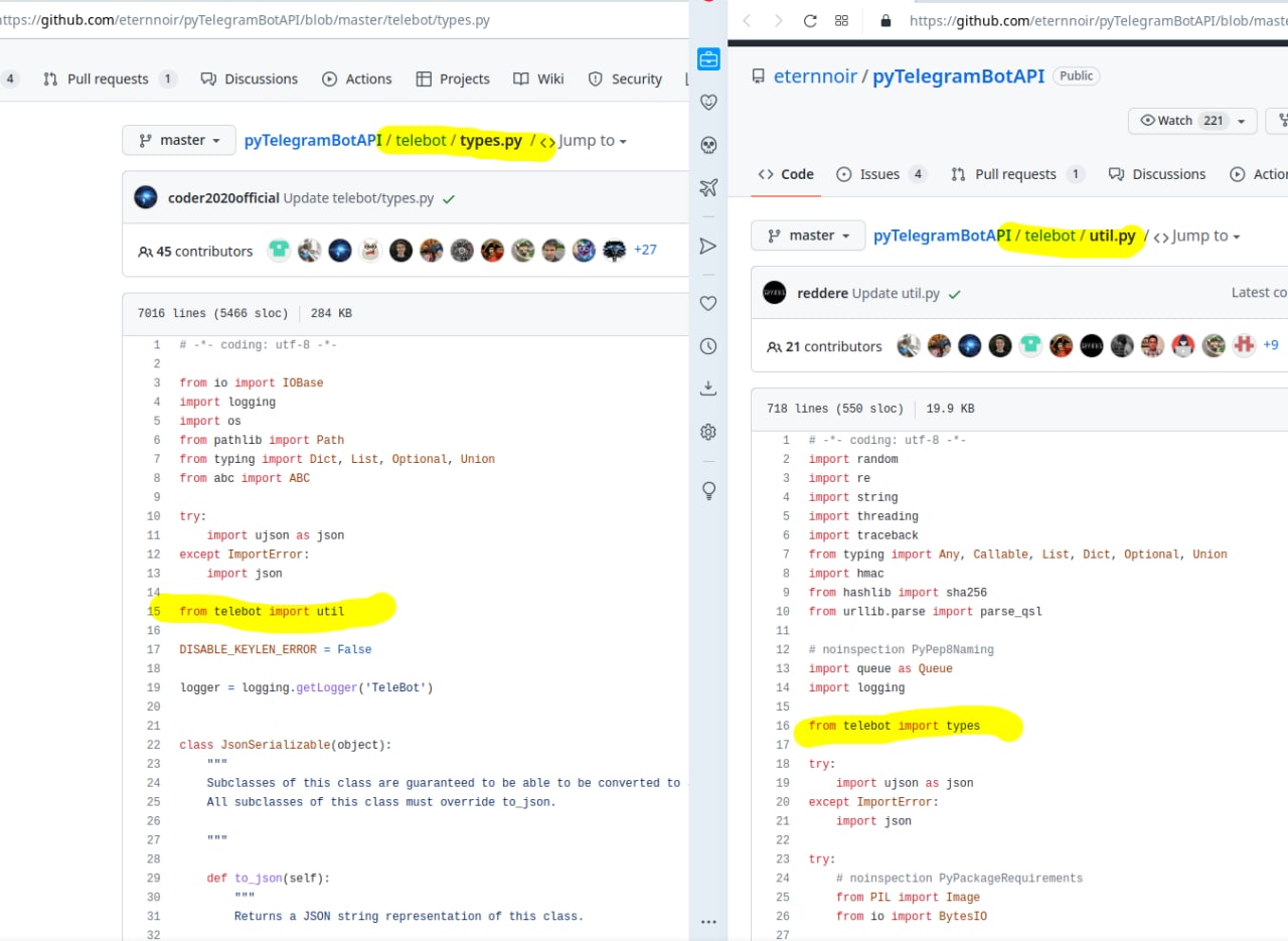 Circular imports · Issue #1872 · eternnoir/pyTelegramBotAPI · GitHub