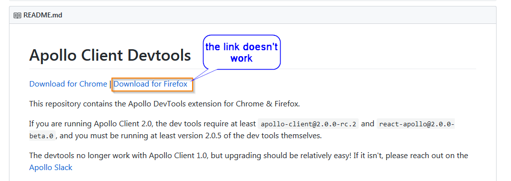 Link To Download Firefox Extension Doesnt Work · Issue 186 · Apollographql Apollo Client