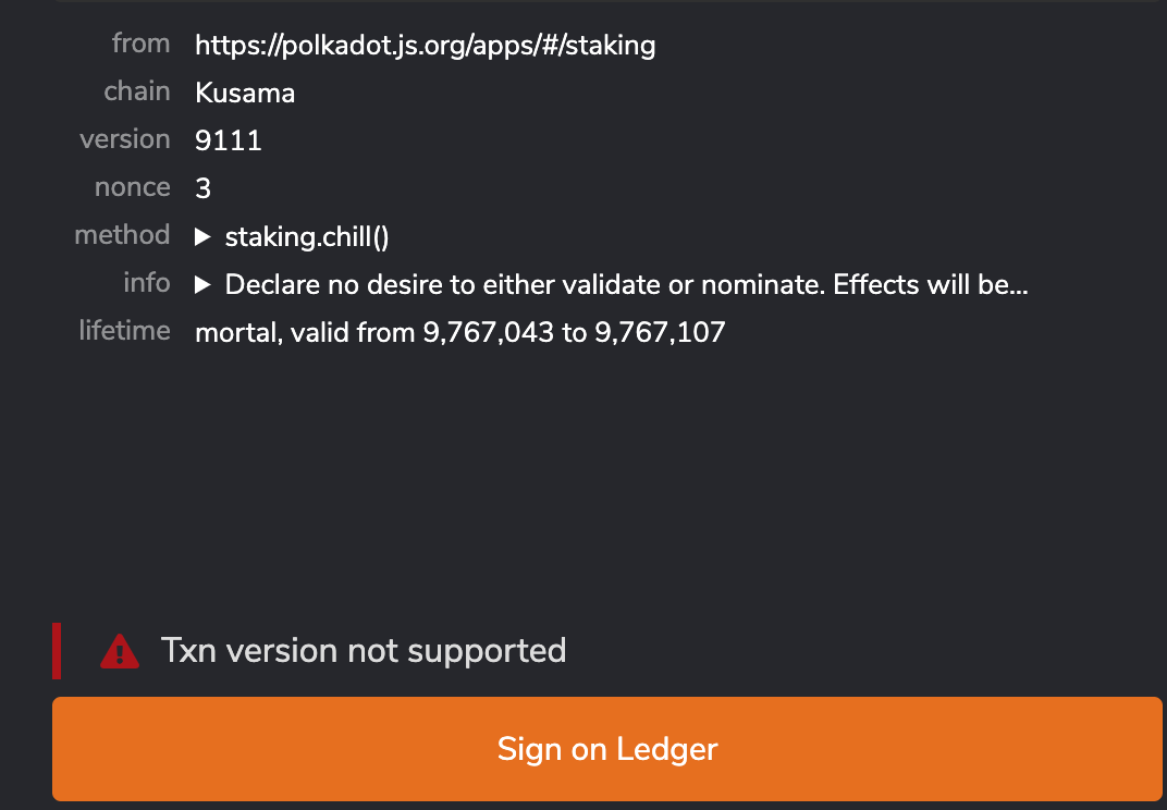 Txn version not supported · Issue #104 · Zondax/ledger-kusama · GitHub