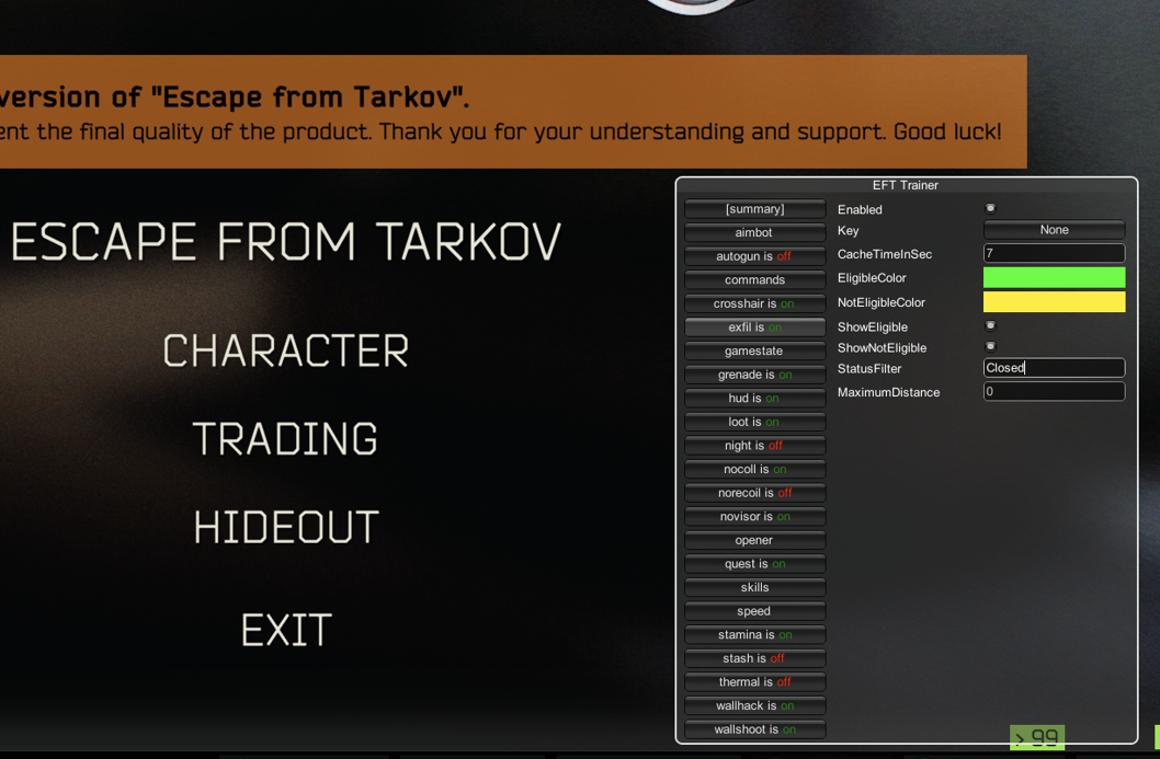 Exfil Suggestion · Issue #118 · sailro/EscapeFromTarkov-Trainer · GitHub